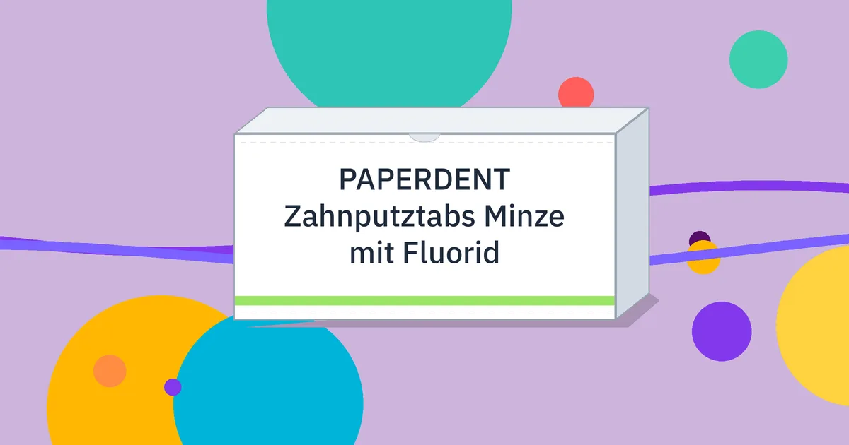 Symbolbild: Packung mit der Aufschrift PAPERDENT Zahnputztabs Minze mit Fluorid (PZN 18886406) – Verfügbarkeit und Bezug in Apotheken in Frankfurt am Main