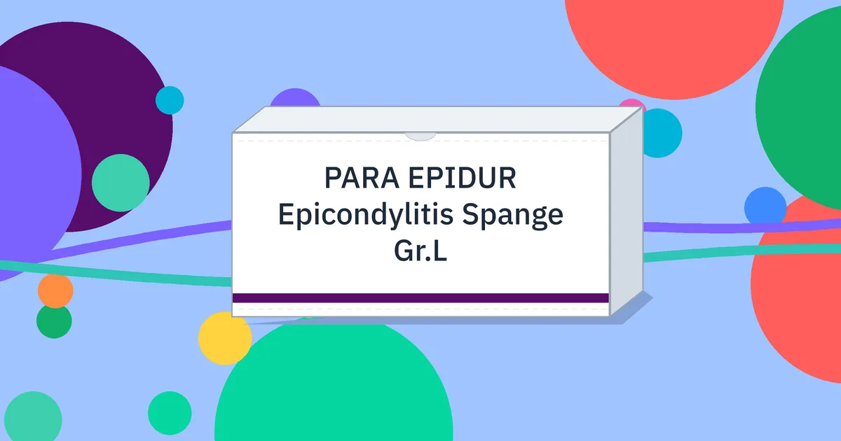 Symbolbild: Packung mit der Aufschrift PARA EPIDUR Epicondylitis Spange Gr.L (PZN 06986060) – Verfügbarkeit und Bezug in Apotheken in Frankfurt am Main