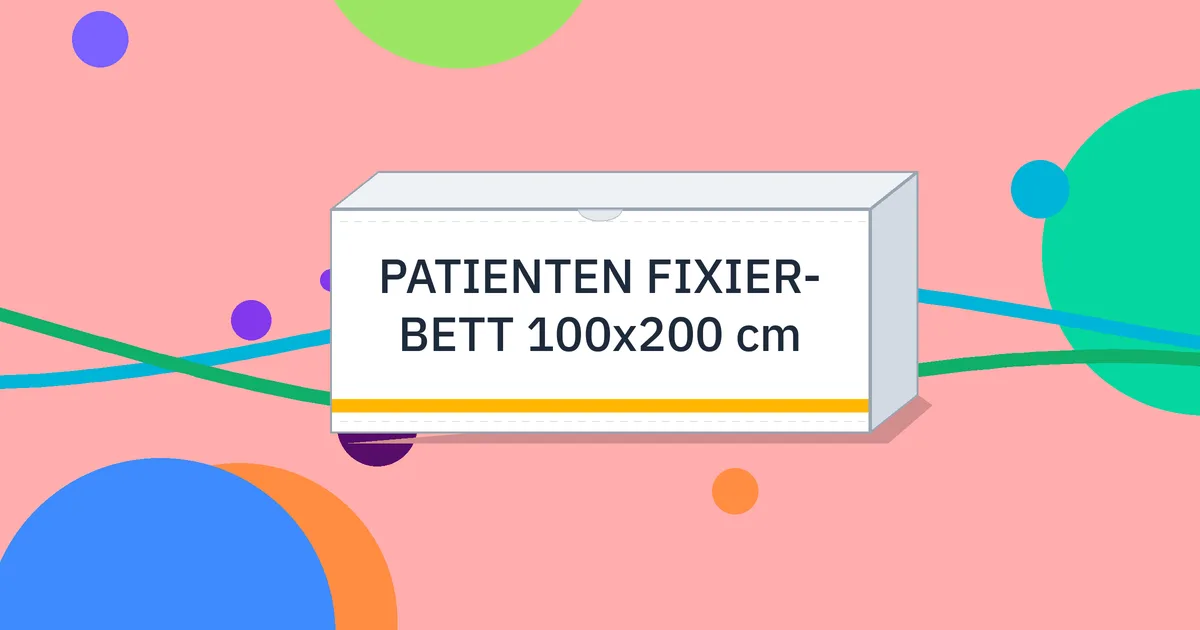 Symbolbild: Packung mit der Aufschrift PATIENTEN FIXIER-BETT 100x200 cm (PZN 16826937) – Verfügbarkeit und Bezug in Apotheken in Frankfurt am Main