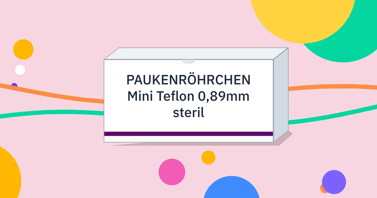 Symbolbild: Packung mit der Aufschrift PAUKENRÖHRCHEN Mini Teflon 0,89mm steril (PZN 18355287) – Verfügbarkeit und Bezug in Apotheken in Frankfurt am Main