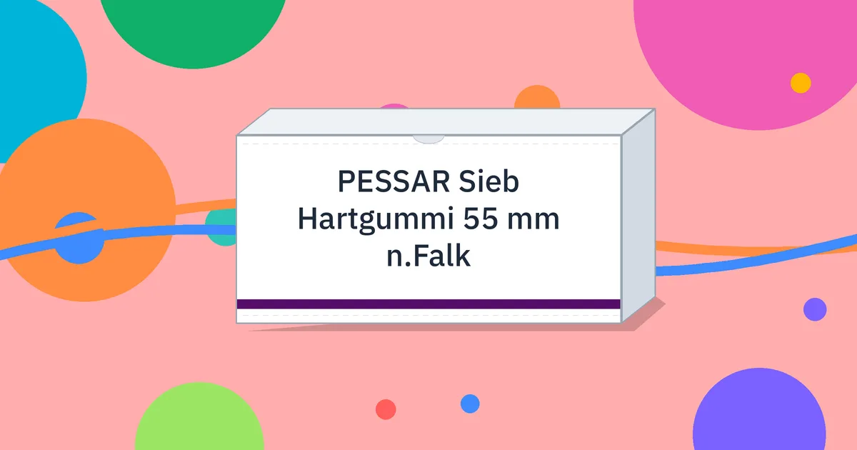 Symbolbild: Packung mit der Aufschrift PESSAR Sieb Hartgummi 55 mm n.Falk (PZN 01734224) – Verfügbarkeit und Bezug in Apotheken in Frankfurt am Main
