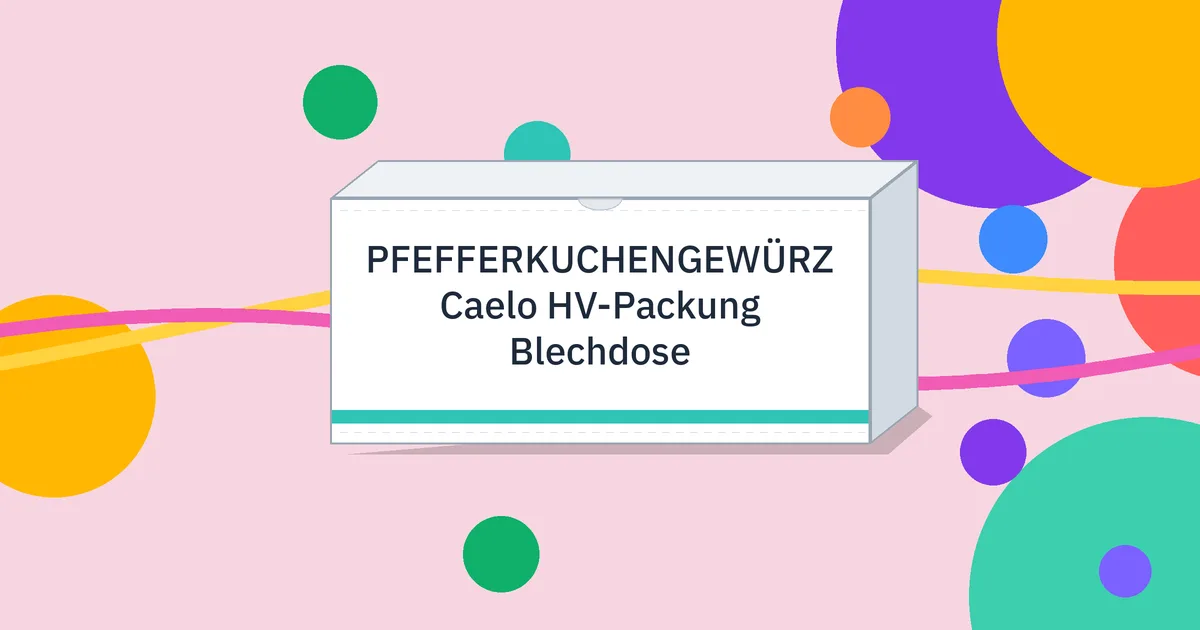 Symbolbild: Packung mit der Aufschrift PFEFFERKUCHENGEWÜRZ Caelo HV-Packung Blechdose (PZN 10549460) – Verfügbarkeit und Bezug in Apotheken in Frankfurt am Main