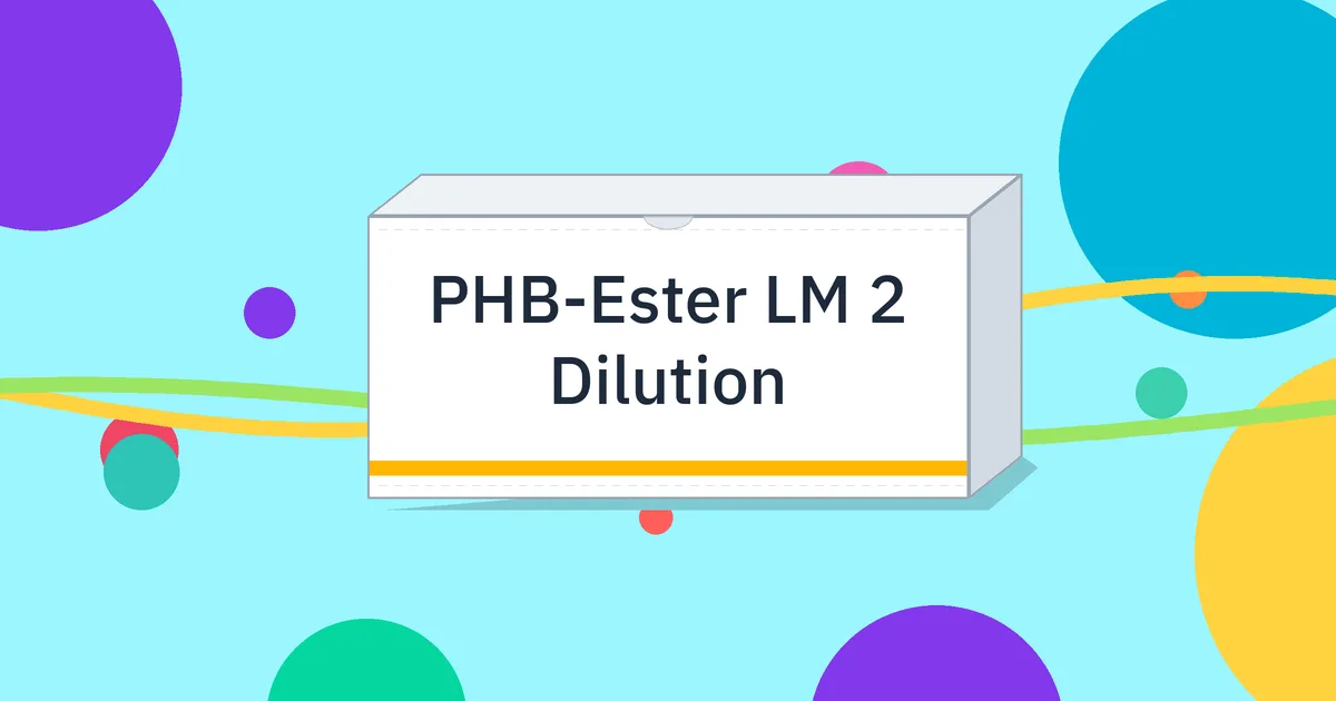 Symbolbild: Packung mit der Aufschrift PHB-Ester LM 2 Dilution (PZN 12977993) – Verfügbarkeit und Bezug in Apotheken in Frankfurt am Main