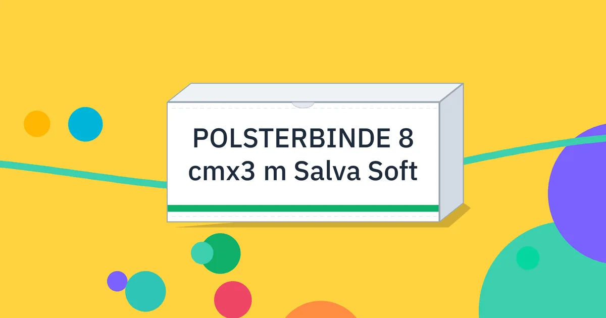 Symbolbild: Packung mit der Aufschrift POLSTERBINDE 8 cmx3 m Salva Soft (PZN 17152004) – Verfügbarkeit und Bezug in Apotheken in Frankfurt am Main