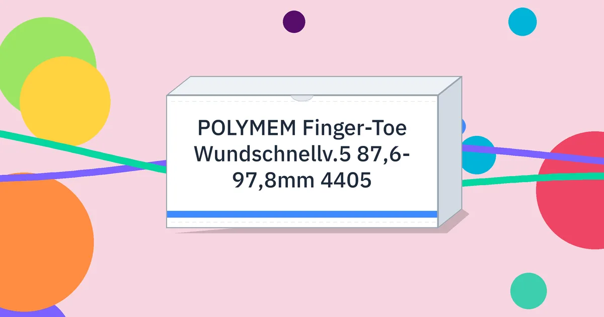 Symbolbild: Packung mit der Aufschrift POLYMEM Finger-Toe Wundschnellv.5 87,6-97,8mm 4405 (PZN 12451794) – Verfügbarkeit und Bezug in Apotheken in Frankfurt am Main