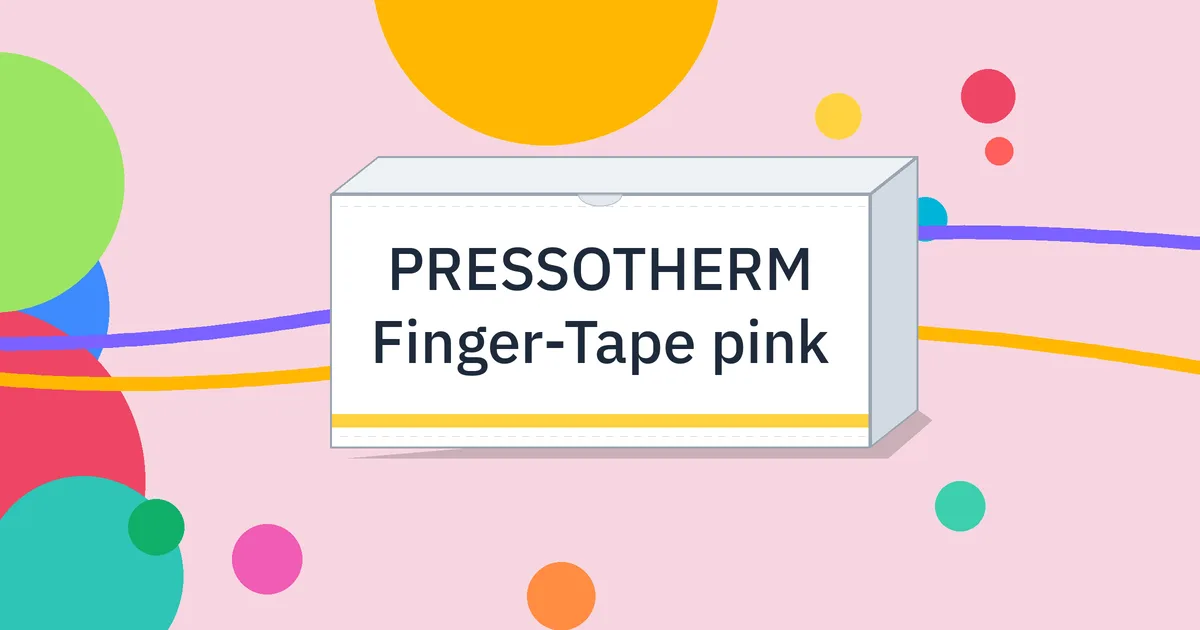 Symbolbild: Packung mit der Aufschrift PRESSOTHERM Finger-Tape pink (PZN 09916999) – Verfügbarkeit und Bezug in Apotheken in Frankfurt am Main