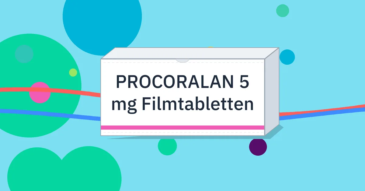 Symbolbild: Packung mit der Aufschrift PROCORALAN 5 mg Filmtabletten (PZN 12389279) – Verfügbarkeit und Bezug in Apotheken in Frankfurt am Main