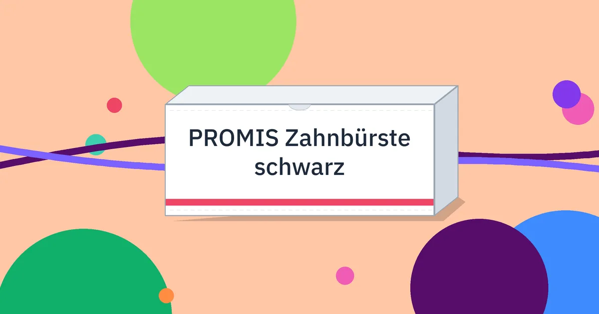 Symbolbild: Packung mit der Aufschrift PROMIS Zahnbürste schwarz (PZN 17873672) – Verfügbarkeit und Bezug in Apotheken in Frankfurt am Main