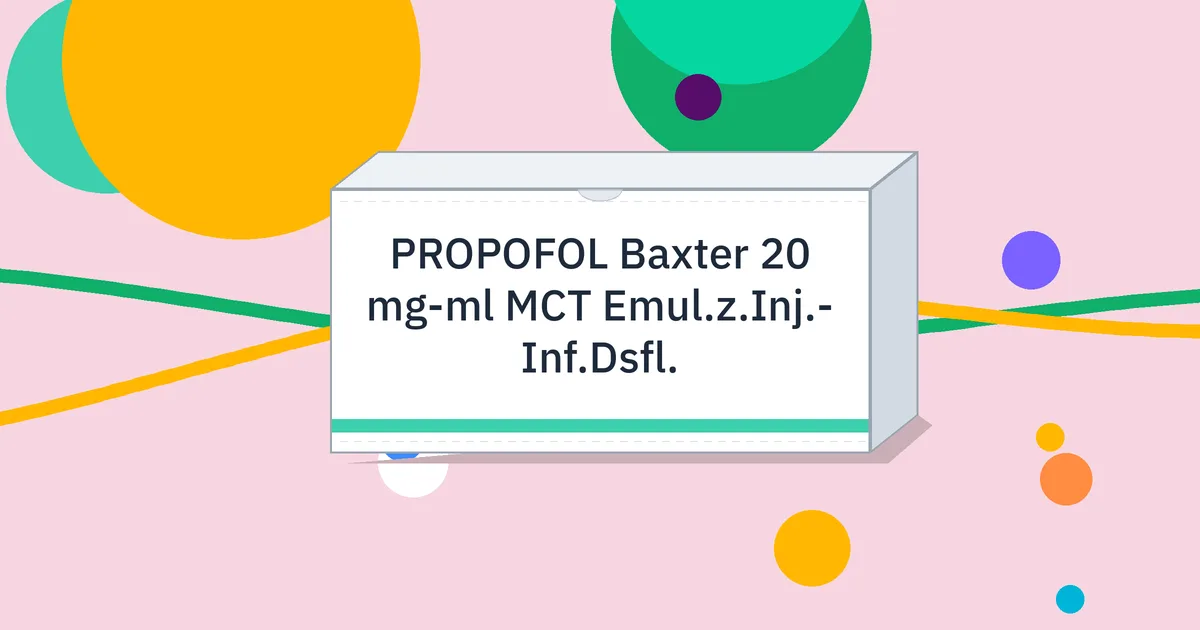Symbolbild: Packung mit der Aufschrift PROPOFOL Baxter 20 mg-ml MCT Emul.z.Inj.-Inf.Dsfl. (PZN 16225468) – Verfügbarkeit und Bezug in Apotheken in Frankfurt am Main