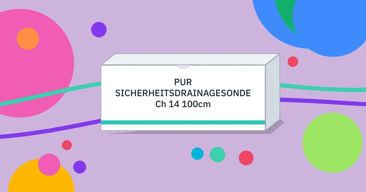 Symbolbild: Packung mit der Aufschrift PUR SICHERHEITSDRAINAGESONDE Ch 14 100cm (PZN 19067886) – Verfügbarkeit und Bezug in Apotheken in Frankfurt am Main