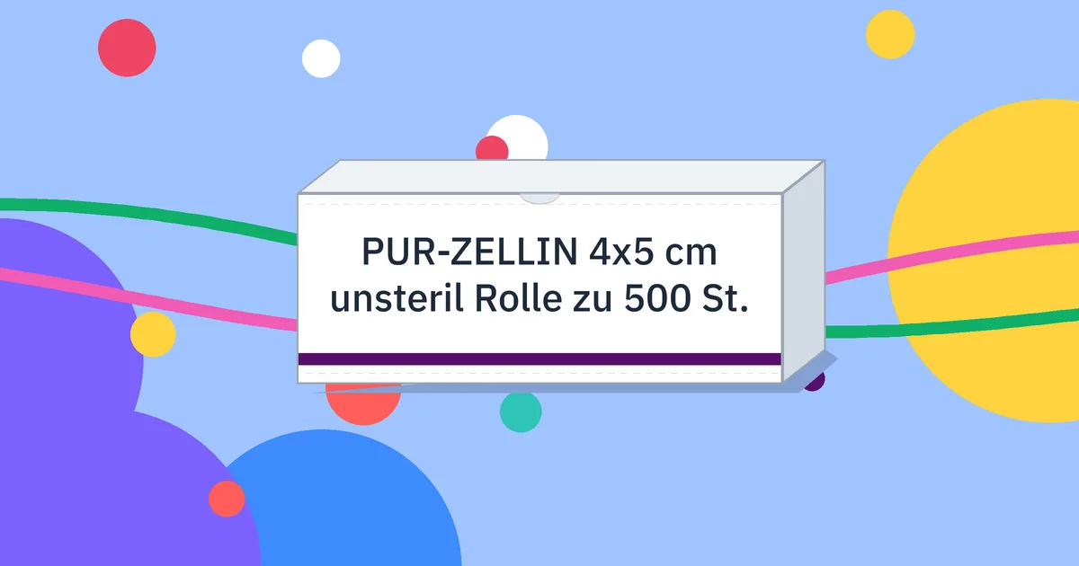 Symbolbild: Packung mit der Aufschrift PUR-ZELLIN 4x5 cm unsteril Rolle zu 500 St. (PZN 18716779) – Verfügbarkeit und Bezug in Apotheken in Frankfurt am Main