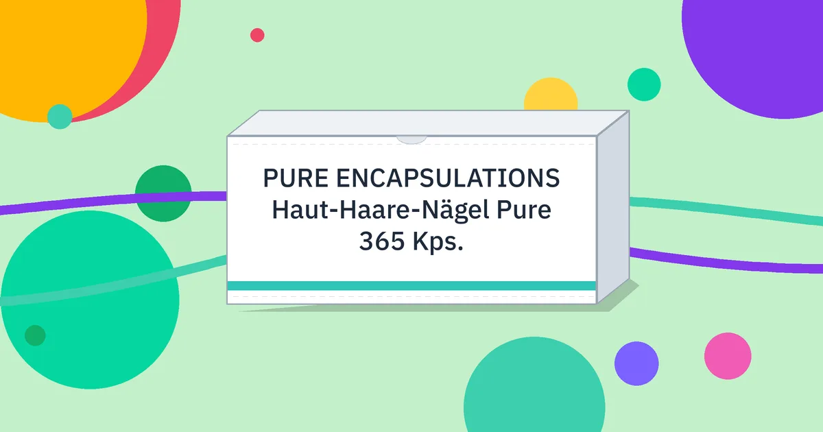 Symbolbild: Packung mit der Aufschrift PURE ENCAPSULATIONS Haut-Haare-Nägel Pure 365 Kps. (PZN 10317531) – Verfügbarkeit und Bezug in Apotheken in Frankfurt am Main