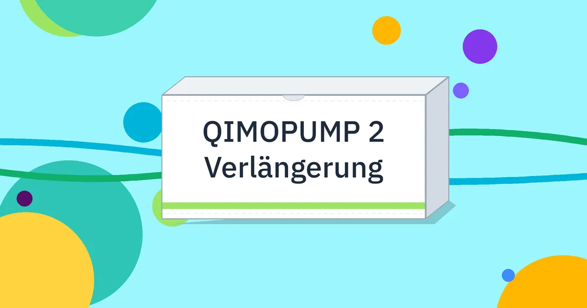 Symbolbild: Packung mit der Aufschrift QIMOPUMP 2 Verlängerung (PZN 20638101) – Verfügbarkeit und Bezug in Apotheken in Frankfurt am Main