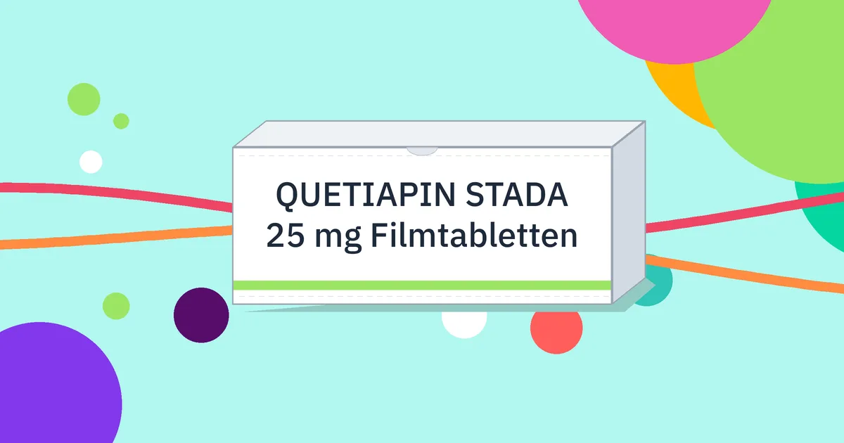 Symbolbild: Packung mit der Aufschrift QUETIAPIN STADA 25 mg Filmtabletten (PZN 09262523) – Verfügbarkeit und Bezug in Apotheken in Frankfurt am Main