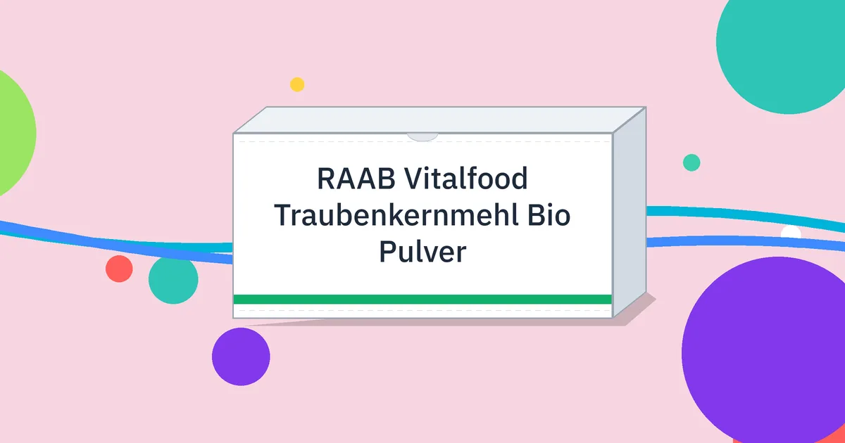 Symbolbild: Packung mit der Aufschrift RAAB Vitalfood Traubenkernmehl Bio Pulver (PZN 19304777) – Verfügbarkeit und Bezug in Apotheken in Frankfurt am Main