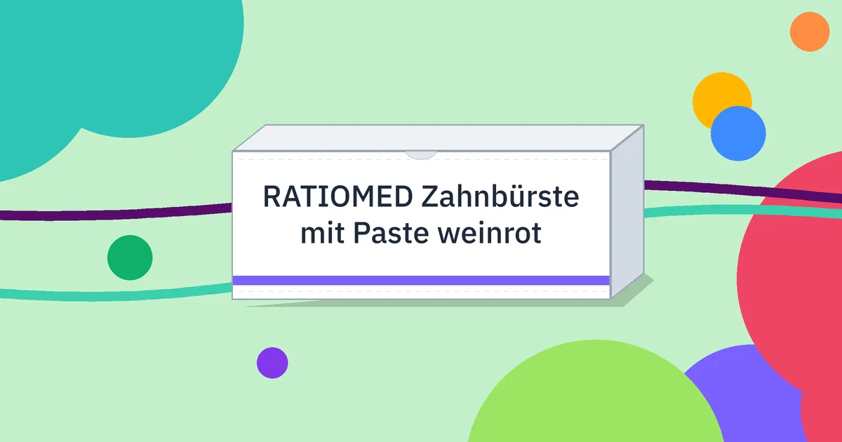 Symbolbild: Packung mit der Aufschrift RATIOMED Zahnbürste mit Paste weinrot (PZN 14234204) – Verfügbarkeit und Bezug in Apotheken in Frankfurt am Main