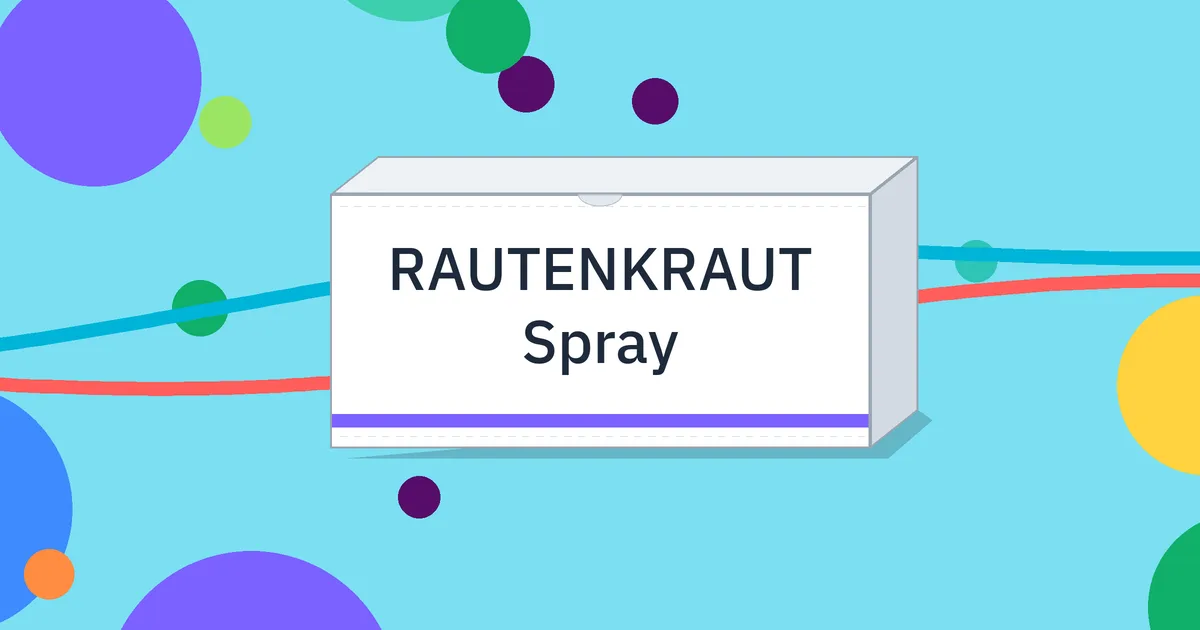 Symbolbild: Packung mit der Aufschrift RAUTENKRAUT Spray (PZN 11713476) – Verfügbarkeit und Bezug in Apotheken in Frankfurt am Main