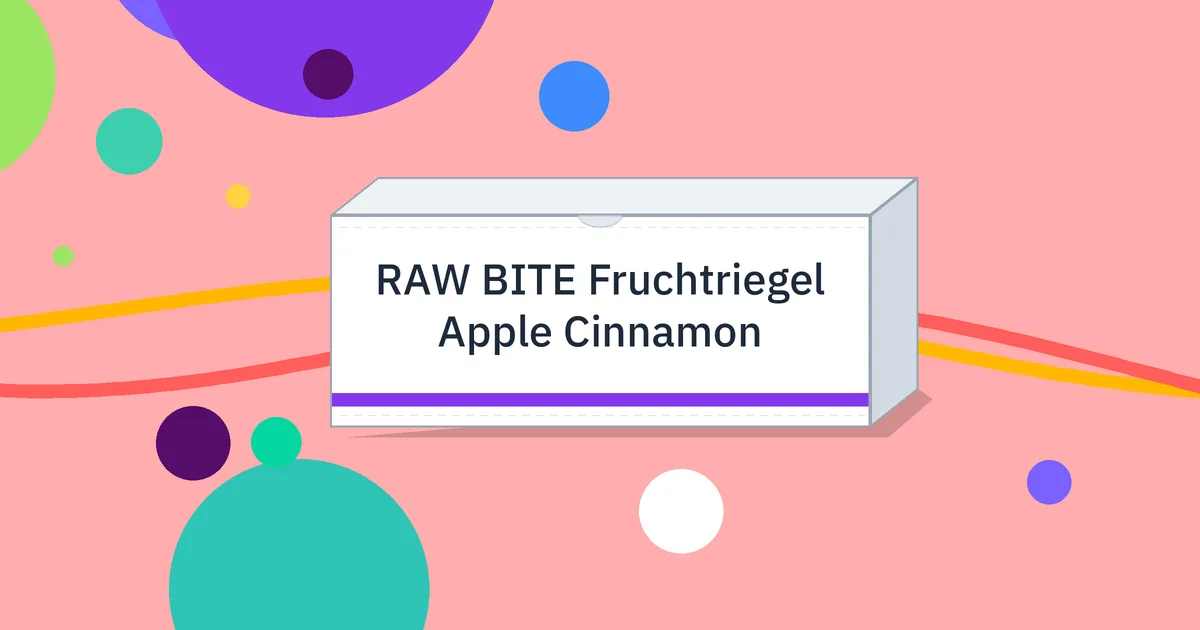Symbolbild: Packung mit der Aufschrift RAW BITE Fruchtriegel Apple Cinnamon (PZN 20136032) – Verfügbarkeit und Bezug in Apotheken in Frankfurt am Main