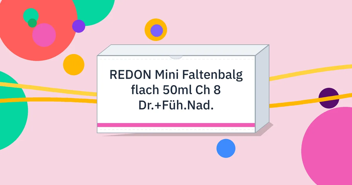 Symbolbild: Packung mit der Aufschrift REDON Mini Faltenbalg flach 50ml Ch 8 Dr.+Füh.Nad. (PZN 07004142) – Verfügbarkeit und Bezug in Apotheken in Frankfurt am Main