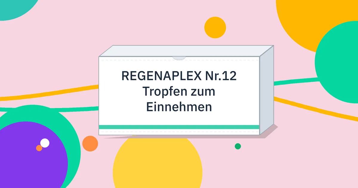 Symbolbild: Packung mit der Aufschrift REGENAPLEX Nr.12 Tropfen zum Einnehmen (PZN 02641996) – Verfügbarkeit und Bezug in Apotheken in Frankfurt am Main