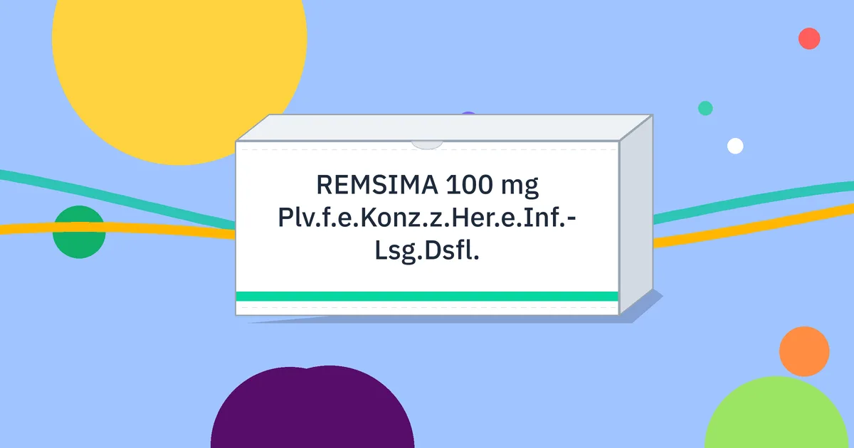 Symbolbild: Packung mit der Aufschrift REMSIMA 100 mg Plv.f.e.Konz.z.Her.e.Inf.-Lsg.Dsfl. (PZN 18163688) – Verfügbarkeit und Bezug in Apotheken in Frankfurt am Main