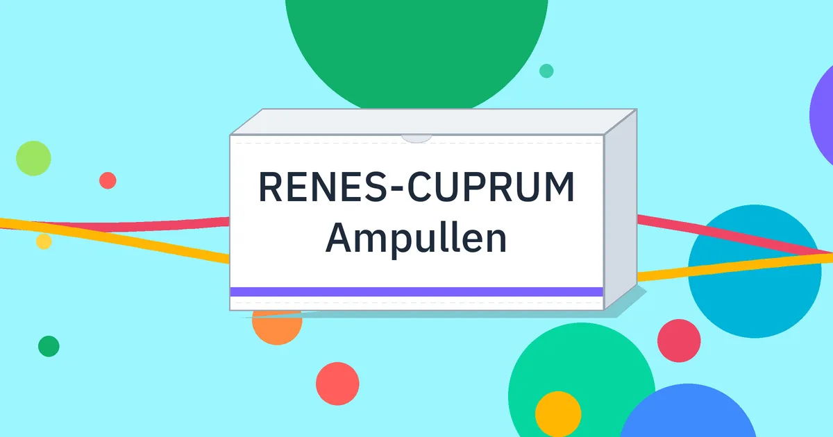 Symbolbild: Packung mit der Aufschrift RENES-CUPRUM Ampullen (PZN 02086649) – Verfügbarkeit und Bezug in Apotheken in Frankfurt am Main