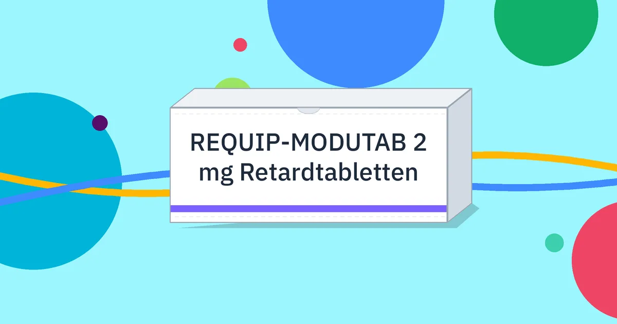 Symbolbild: Packung mit der Aufschrift REQUIP-MODUTAB 2 mg Retardtabletten (PZN 08875548) – Verfügbarkeit und Bezug in Apotheken in Frankfurt am Main