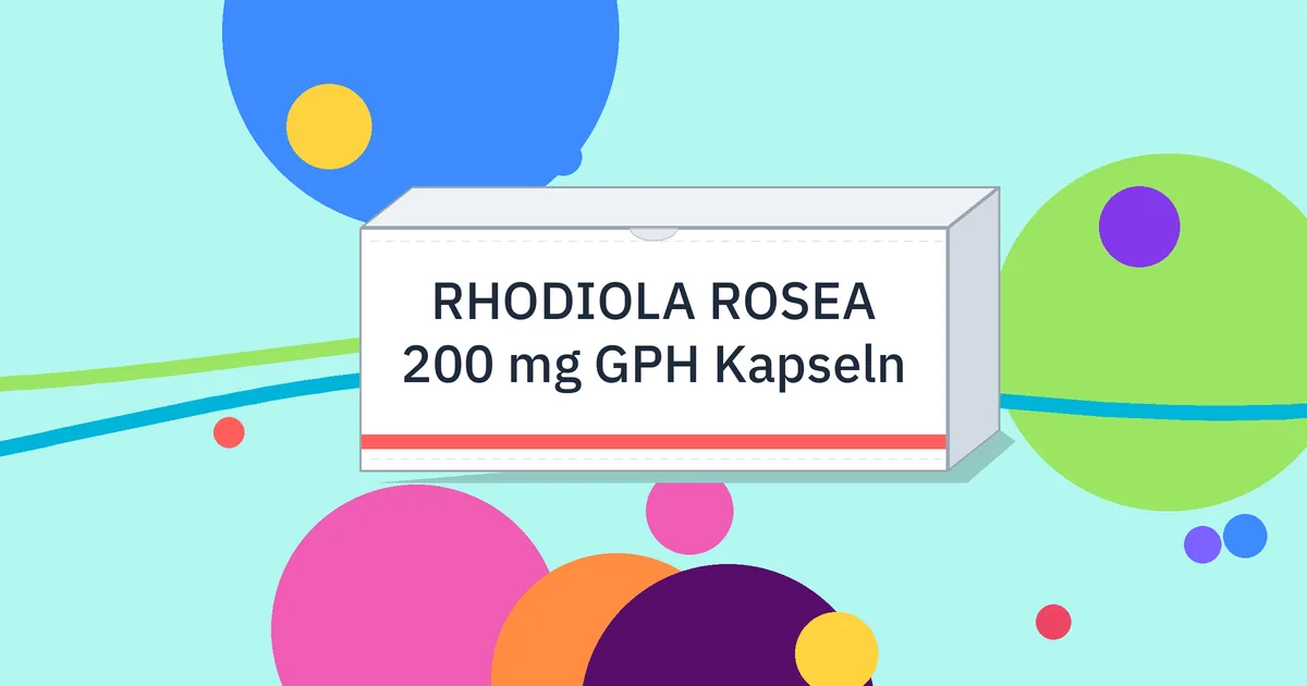 Symbolbild: Packung mit der Aufschrift RHODIOLA ROSEA 200 mg GPH Kapseln (PZN 05897058) – Verfügbarkeit und Bezug in Apotheken in Frankfurt am Main