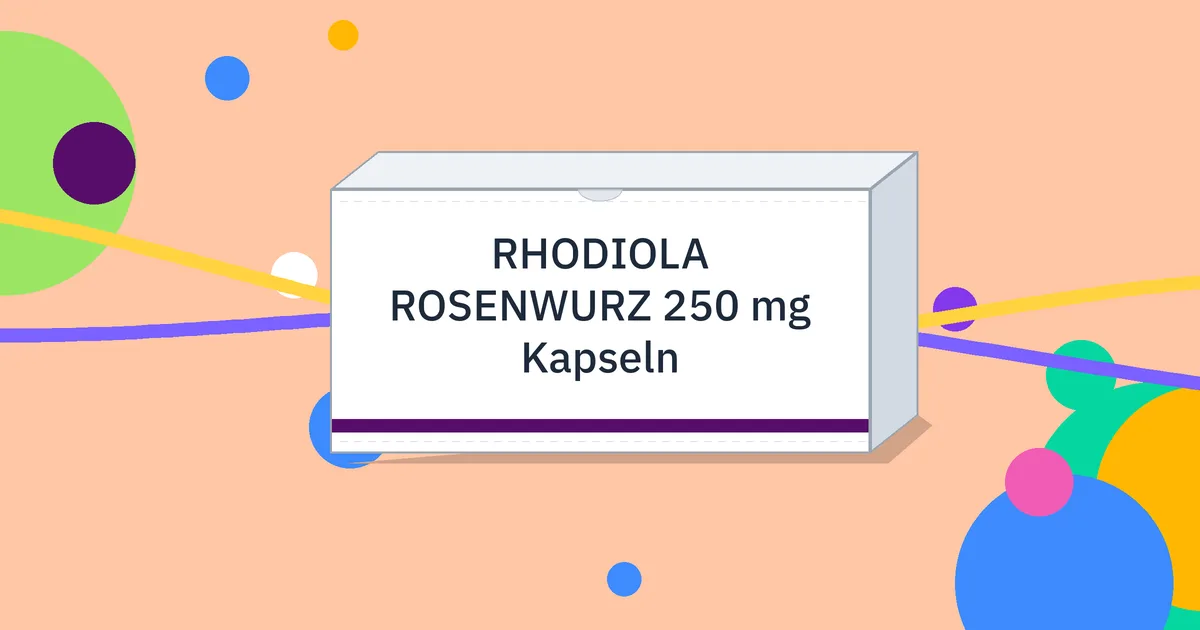 Symbolbild: Packung mit der Aufschrift RHODIOLA ROSENWURZ 250 mg Kapseln (PZN 19642681) – Verfügbarkeit und Bezug in Apotheken in Frankfurt am Main