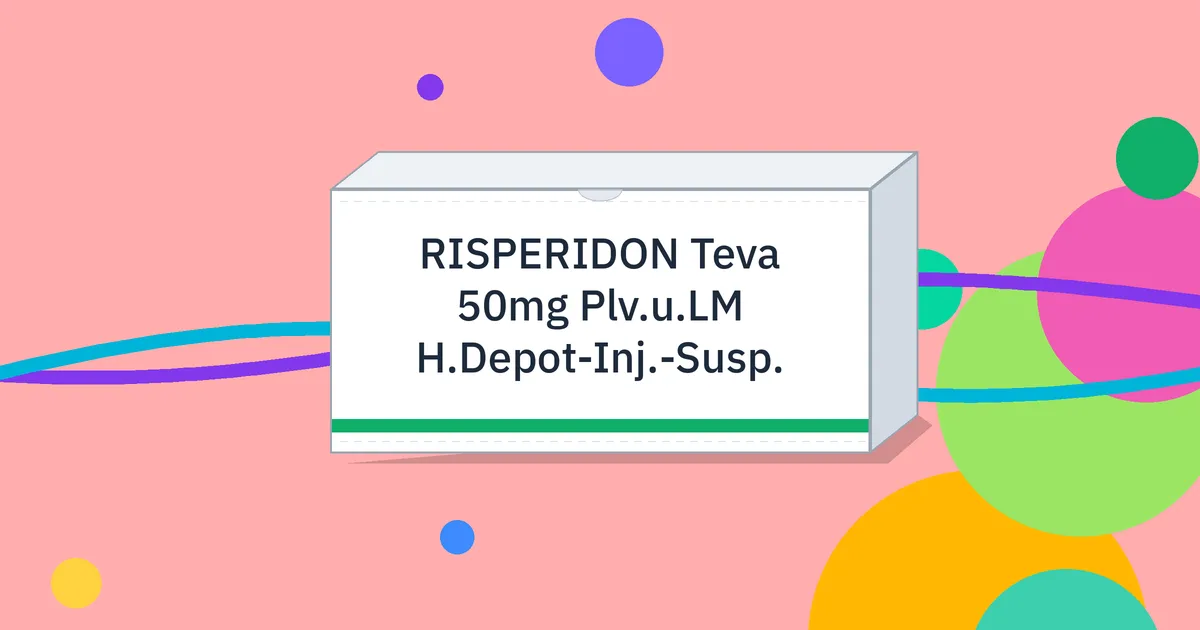 Symbolbild: Packung mit der Aufschrift RISPERIDON Teva 50mg Plv.u.LM H.Depot-Inj.-Susp. (PZN 19229610) – Verfügbarkeit und Bezug in Apotheken in Frankfurt am Main