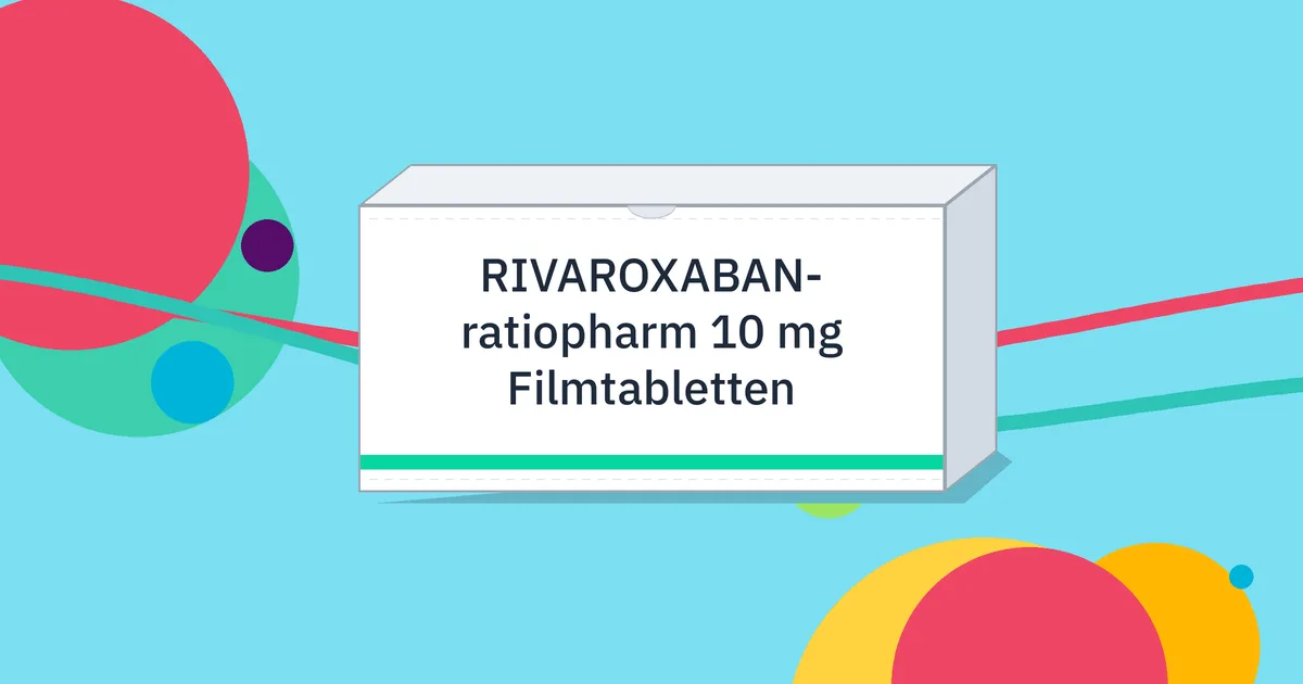 Symbolbild: Packung mit der Aufschrift RIVAROXABAN-ratiopharm 10 mg Filmtabletten (PZN 18826769) – Verfügbarkeit und Bezug in Apotheken in Frankfurt am Main