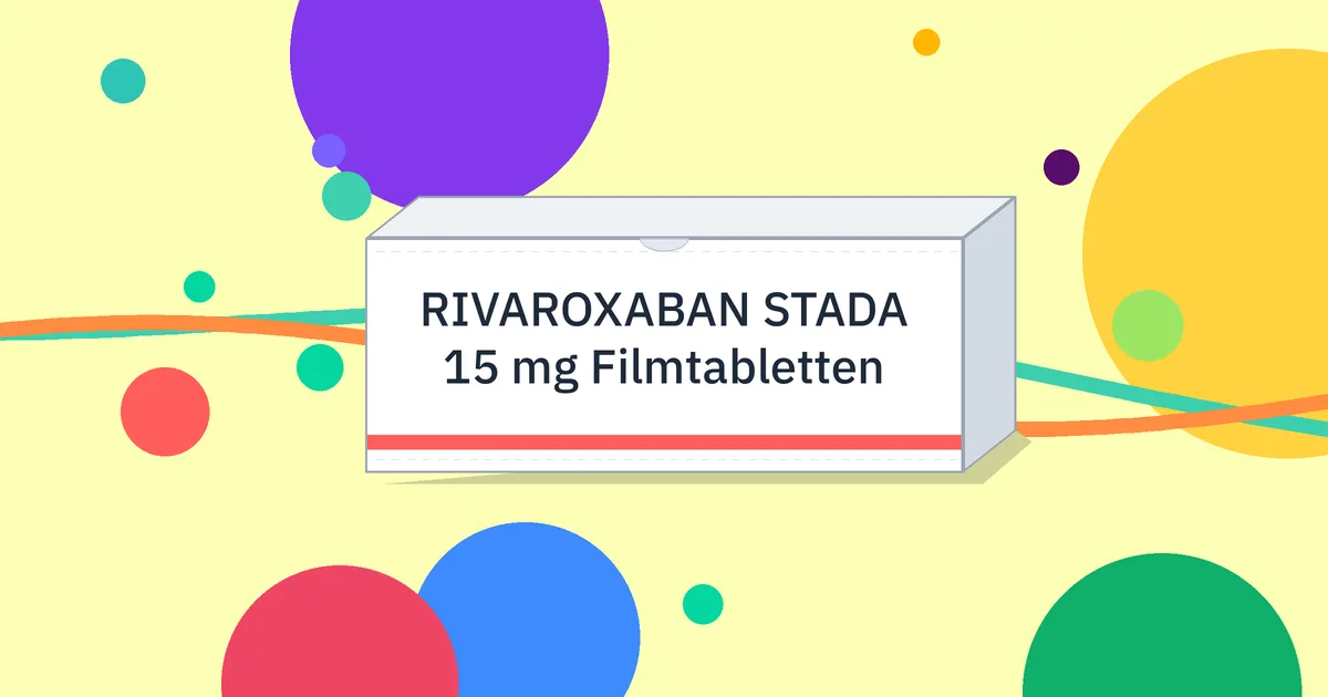 Symbolbild: Packung mit der Aufschrift RIVAROXABAN STADA 15 mg Filmtabletten (PZN 18358802) – Verfügbarkeit und Bezug in Apotheken in Frankfurt am Main