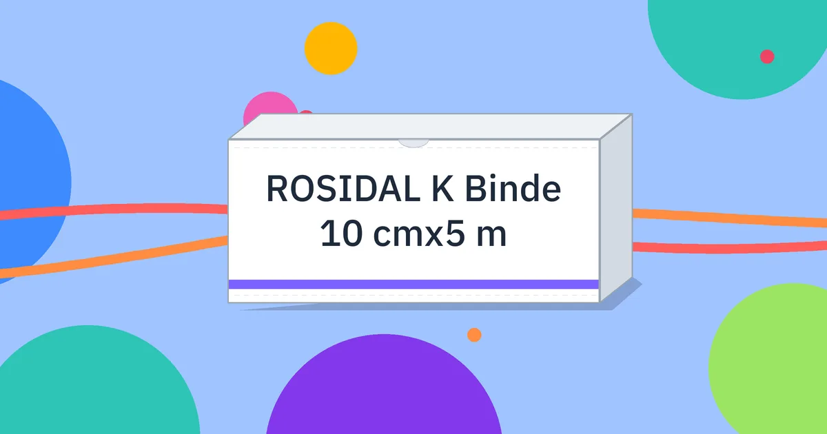 Symbolbild: Packung mit der Aufschrift ROSIDAL K Binde 10 cmx5 m (PZN 15572392) – Verfügbarkeit und Bezug in Apotheken in Frankfurt am Main