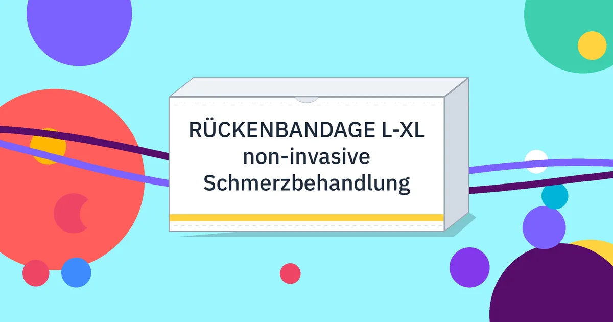 Symbolbild: Packung mit der Aufschrift RÜCKENBANDAGE L-XL non-invasive Schmerzbehandlung (PZN 09917929) – Verfügbarkeit und Bezug in Apotheken in Frankfurt am Main