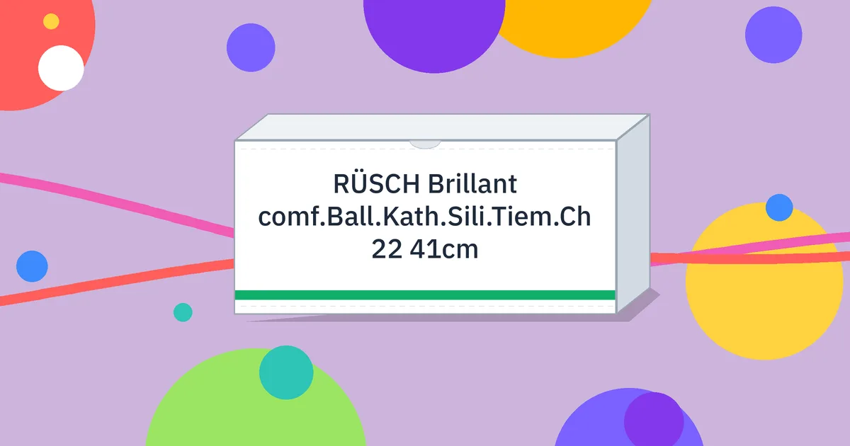 Symbolbild: Packung mit der Aufschrift RÜSCH Brillant comf.Ball.Kath.Sili.Tiem.Ch 22 41cm (PZN 02370072) – Verfügbarkeit und Bezug in Apotheken in Frankfurt am Main