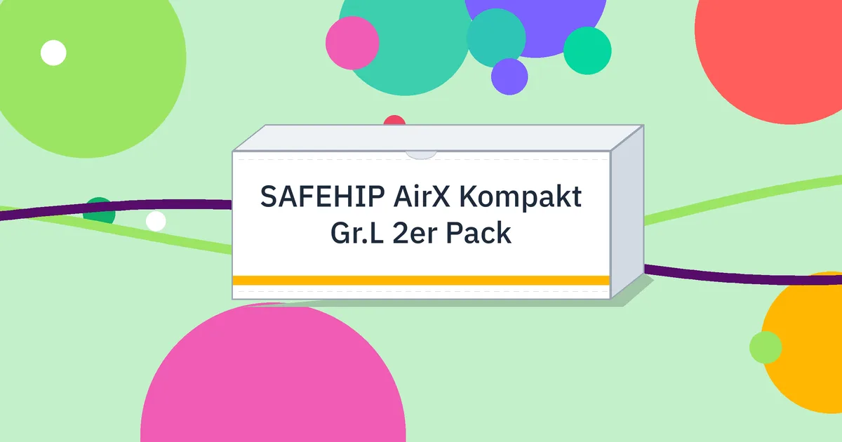 Symbolbild: Packung mit der Aufschrift SAFEHIP AirX Kompakt Gr.L 2er Pack (PZN 09931160) – Verfügbarkeit und Bezug in Apotheken in Frankfurt am Main