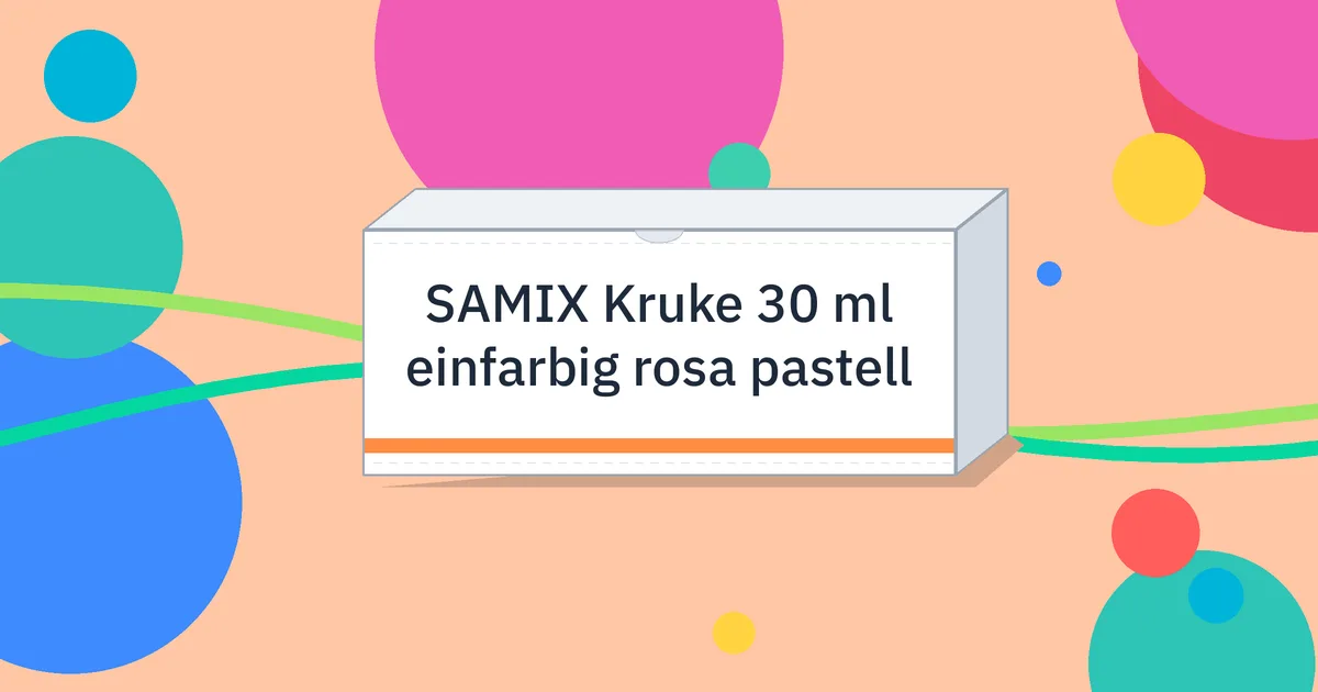 Symbolbild: Packung mit der Aufschrift SAMIX Kruke 30 ml einfarbig rosa pastell (PZN 19988014) – Verfügbarkeit und Bezug in Apotheken in Frankfurt am Main