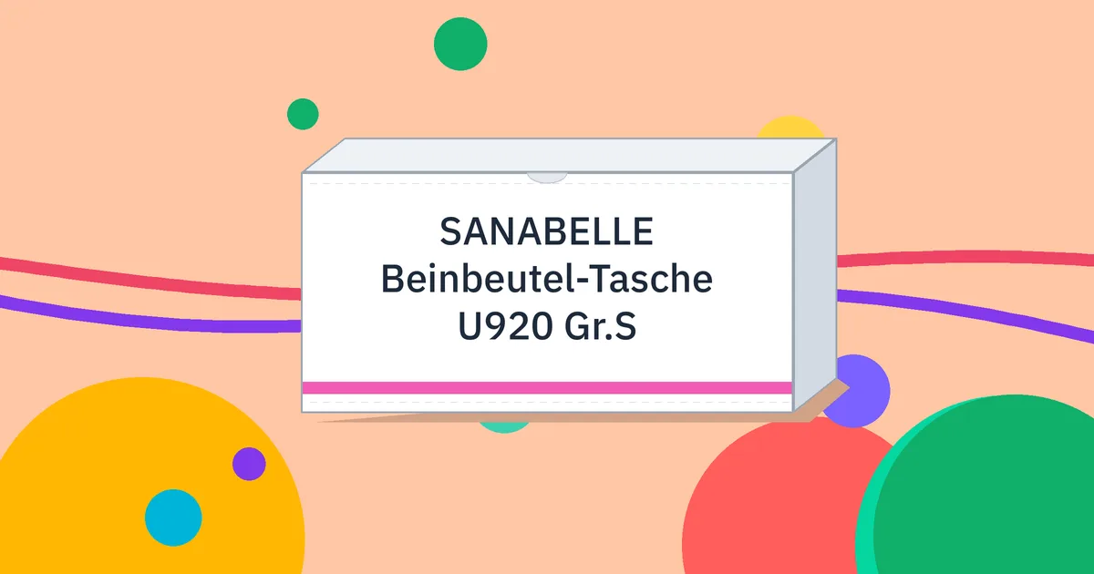 Symbolbild: Packung mit der Aufschrift SANABELLE Beinbeutel-Tasche U920 Gr.S (PZN 14160724) – Verfügbarkeit und Bezug in Apotheken in Frankfurt am Main
