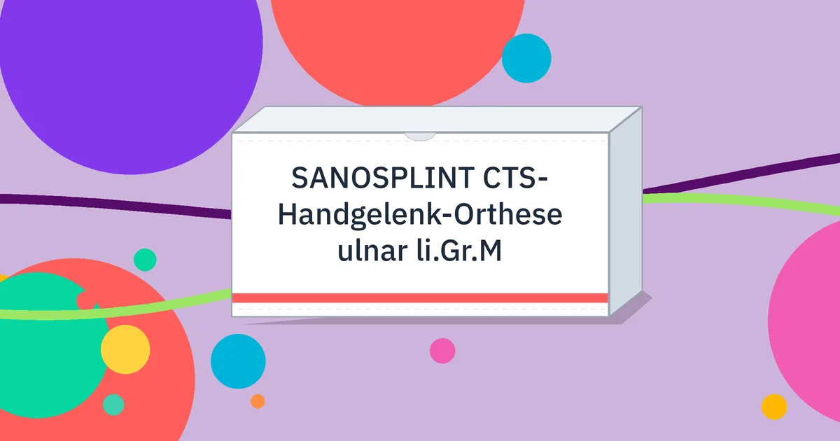 Symbolbild: Packung mit der Aufschrift SANOSPLINT CTS-Handgelenk-Orthese ulnar li.Gr.M (PZN 11281143) – Verfügbarkeit und Bezug in Apotheken in Frankfurt am Main