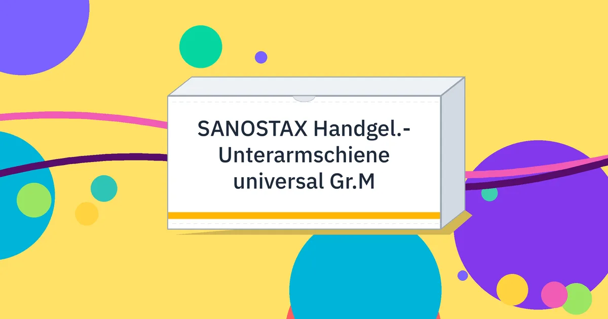 Symbolbild: Packung mit der Aufschrift SANOSTAX Handgel.-Unterarmschiene universal Gr.M (PZN 10288456) – Verfügbarkeit und Bezug in Apotheken in Frankfurt am Main