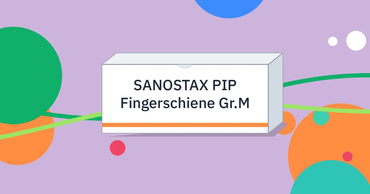 Symbolbild: Packung mit der Aufschrift SANOSTAX PIP Fingerschiene Gr.M (PZN 07144481) – Verfügbarkeit und Bezug in Apotheken in Frankfurt am Main