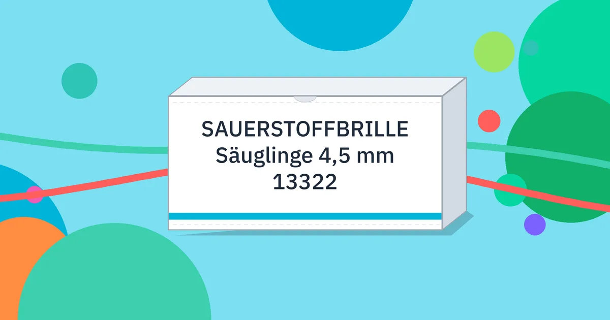 Symbolbild: Packung mit der Aufschrift SAUERSTOFFBRILLE Säuglinge 4,5 mm 13322 (PZN 00540558) – Verfügbarkeit und Bezug in Apotheken in Frankfurt am Main
