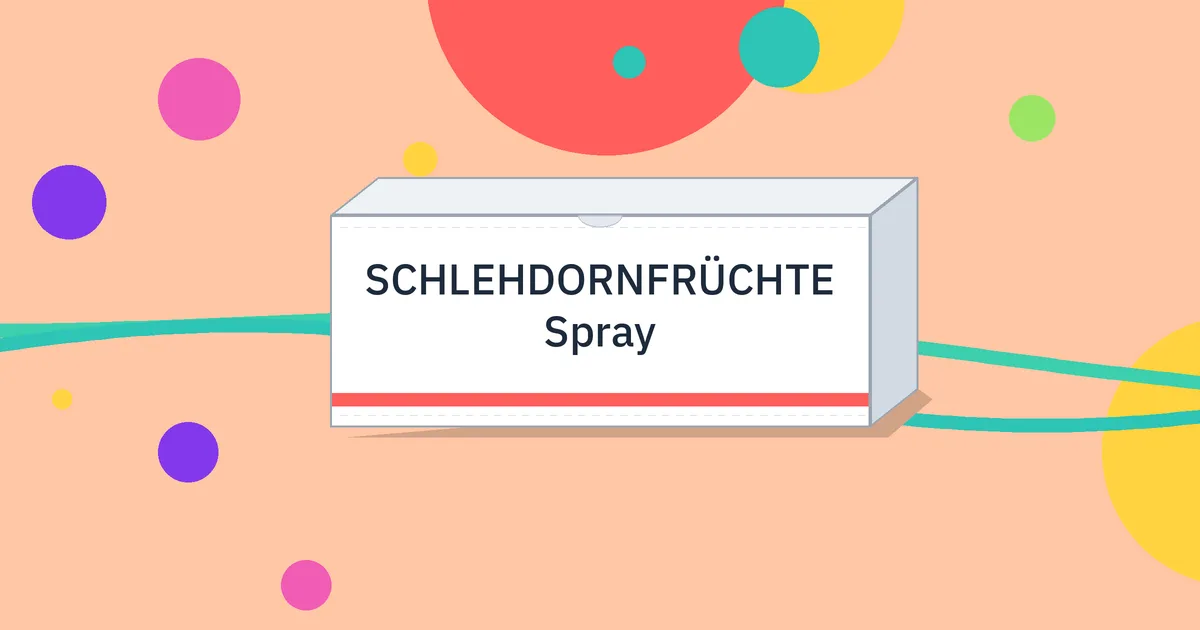 Symbolbild: Packung mit der Aufschrift SCHLEHDORNFRÜCHTE Spray (PZN 17555848) – Verfügbarkeit und Bezug in Apotheken in Frankfurt am Main