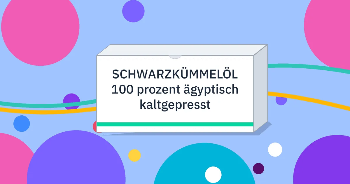 Symbolbild: Packung mit der Aufschrift SCHWARZKÜMMELÖL 100 prozent ägyptisch kaltgepresst (PZN 01155176) – Verfügbarkeit und Bezug in Apotheken in Frankfurt am Main