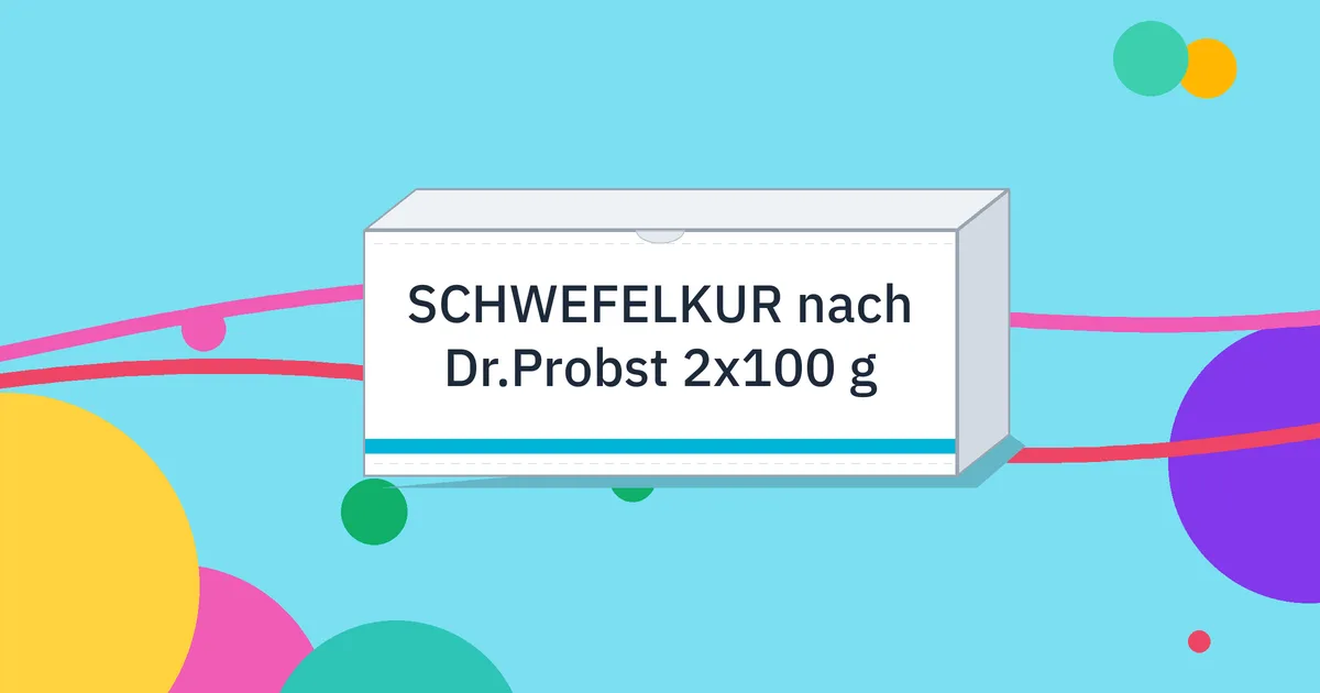 Symbolbild: Packung mit der Aufschrift SCHWEFELKUR nach Dr.Probst 2x100 g (PZN 15242393) – Verfügbarkeit und Bezug in Apotheken in Frankfurt am Main
