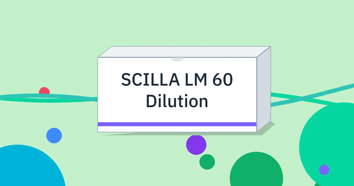 Symbolbild: Packung mit der Aufschrift SCILLA LM 60 Dilution (PZN 13184237) – Verfügbarkeit und Bezug in Apotheken in Frankfurt am Main