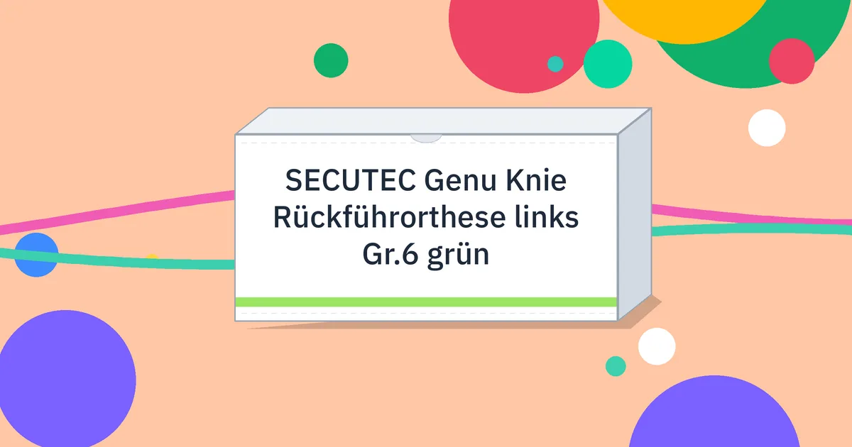 Symbolbild: Packung mit der Aufschrift SECUTEC Genu Knie Rückführorthese links Gr.6 grün (PZN 12511125) – Verfügbarkeit und Bezug in Apotheken in Frankfurt am Main