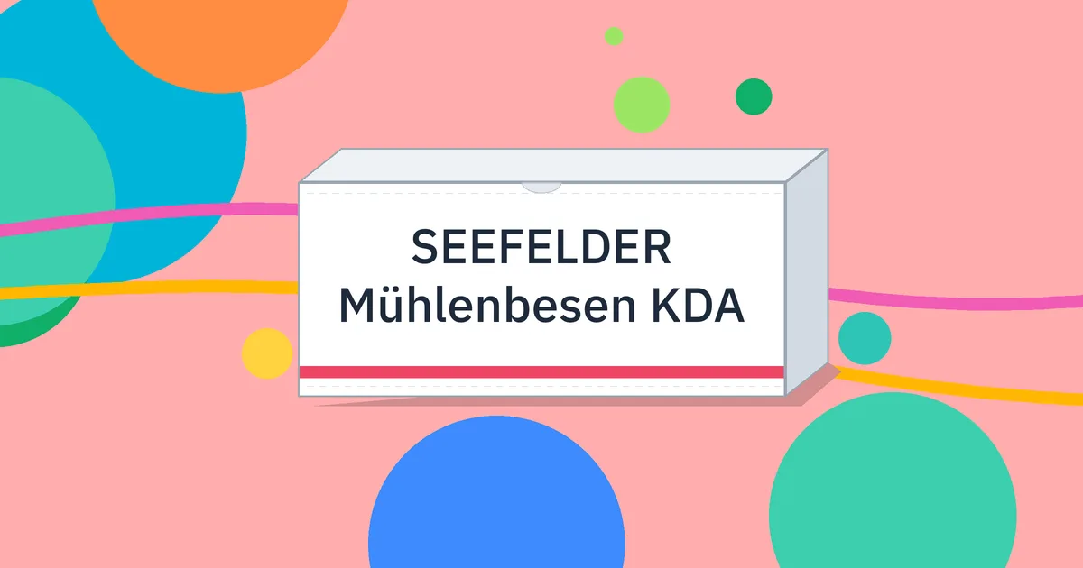 Symbolbild: Packung mit der Aufschrift SEEFELDER Mühlenbesen KDA (PZN 07473032) – Verfügbarkeit und Bezug in Apotheken in Frankfurt am Main