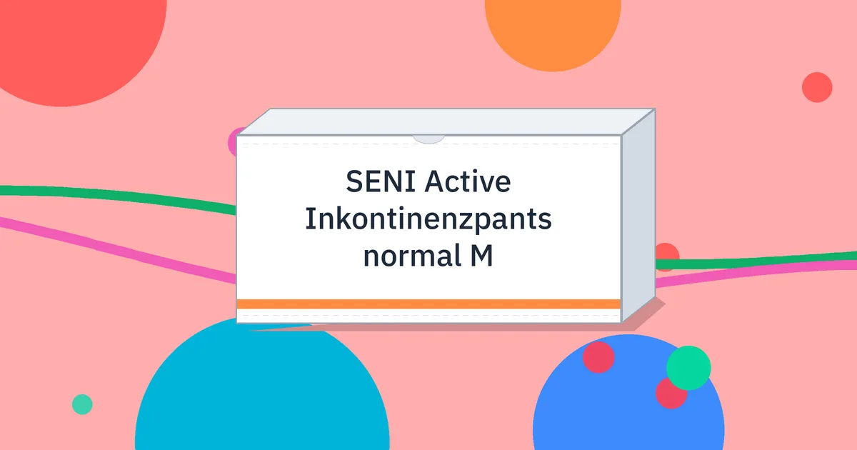 Symbolbild: Packung mit der Aufschrift SENI Active Inkontinenzpants normal M (PZN 07229757) – Verfügbarkeit und Bezug in Apotheken in Frankfurt am Main