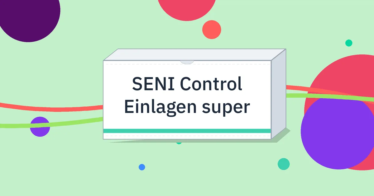 Symbolbild: Packung mit der Aufschrift SENI Control Einlagen super (PZN 11888230) – Verfügbarkeit und Bezug in Apotheken in Frankfurt am Main